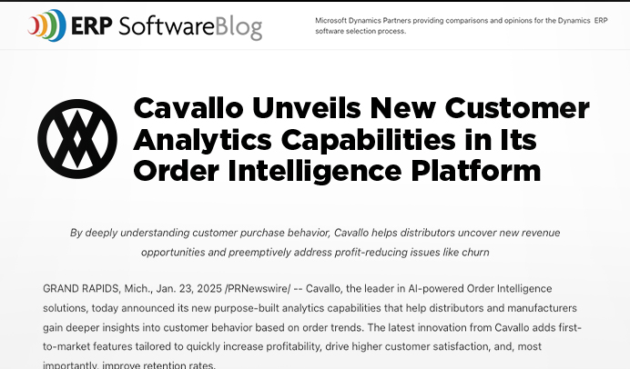 Cavallo's Order Intelligence Platform Features New Customer Analytics ...