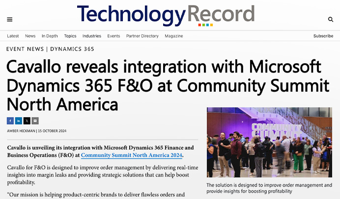 Cavallo reveals integration with Microsoft Dynamics 365 F&O at Community Summit North America ...